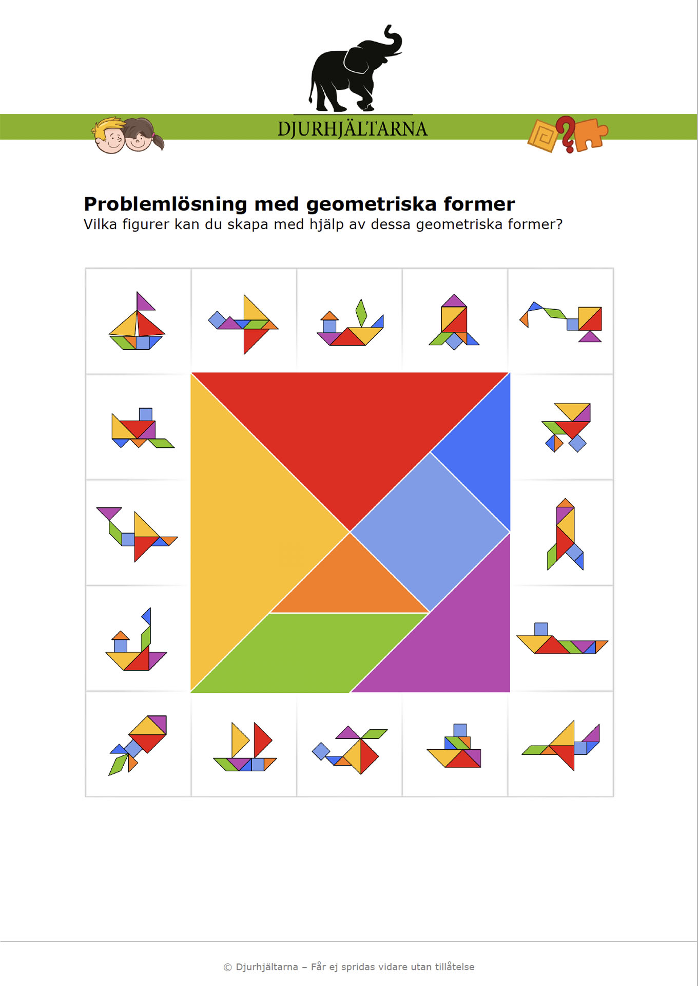 DOLD - Problemlösning med geometriska former - transport - Djurhjältarna
