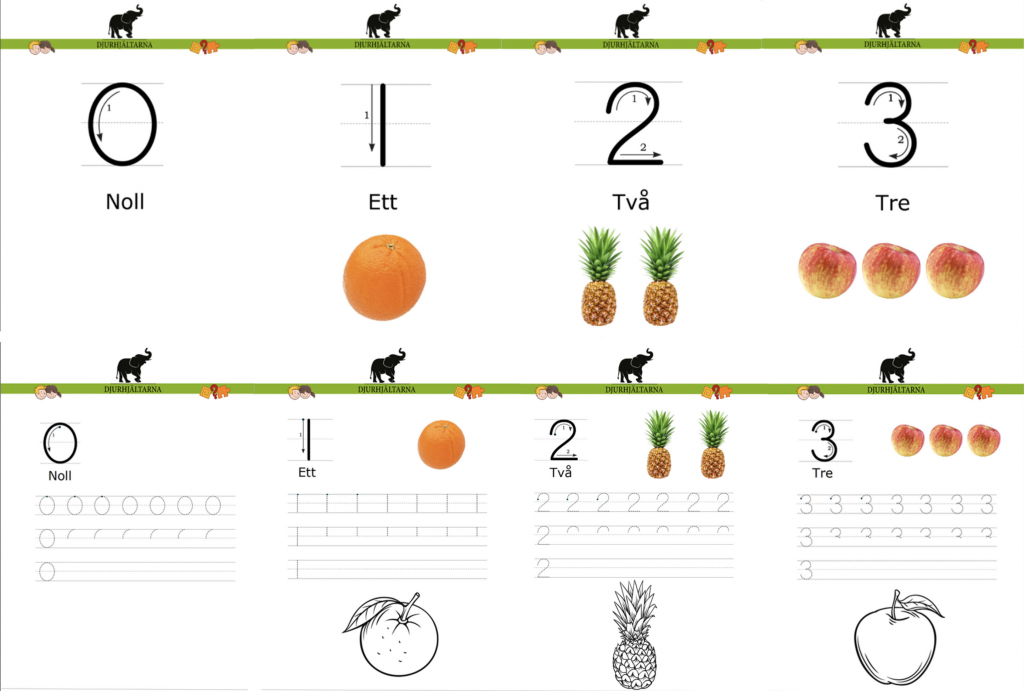 Talrad 0-3 - frukter - Djurhjältarna