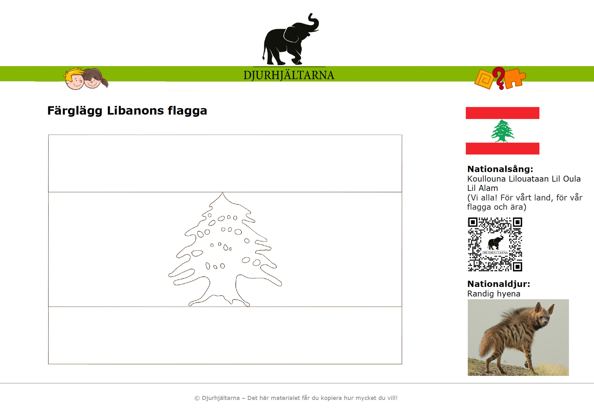 Lebanon Flag Coloring Page