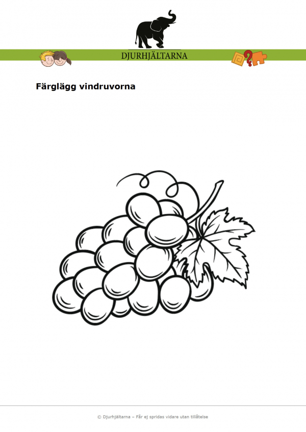 DOLD - Talrad 0-10 med uppgifter & Färgläggning - frukter - Djurhjältarna