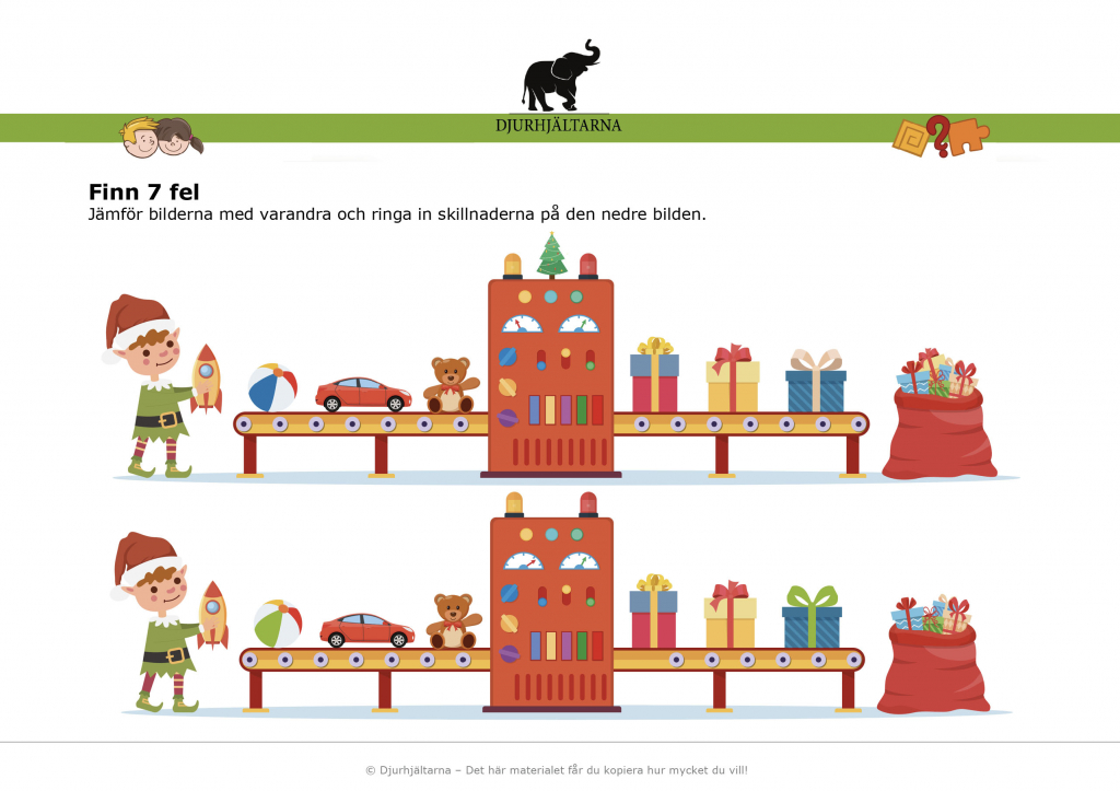 DOLD - Finn sju fel - julklappsinslagningsmaskin - Djurhjältarna