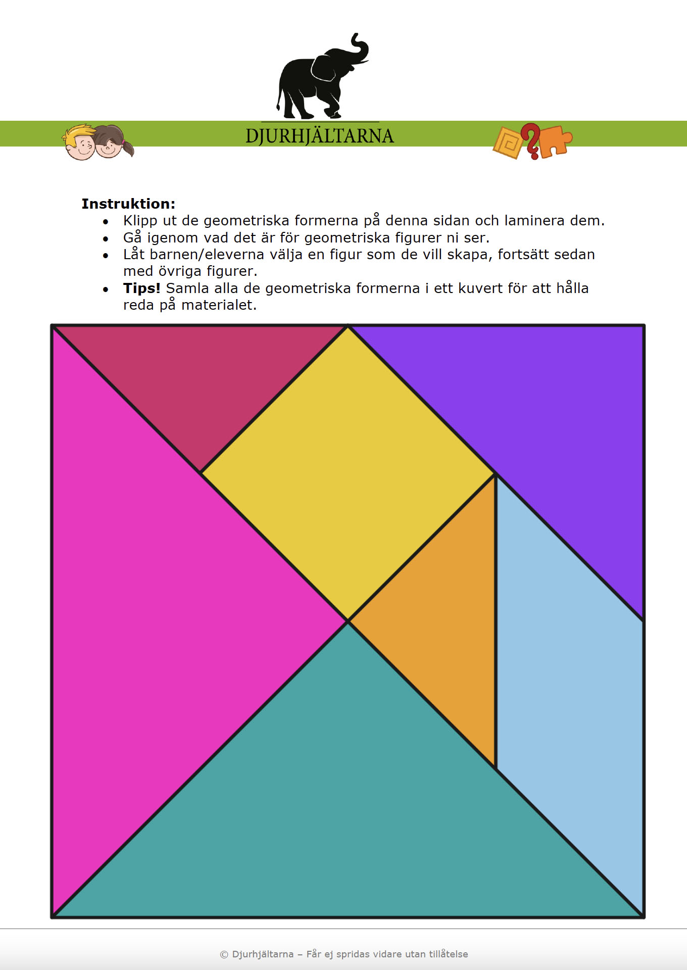 DOLD - Problemlösning med geometriska former - figurer 2 - Djurhjältarna