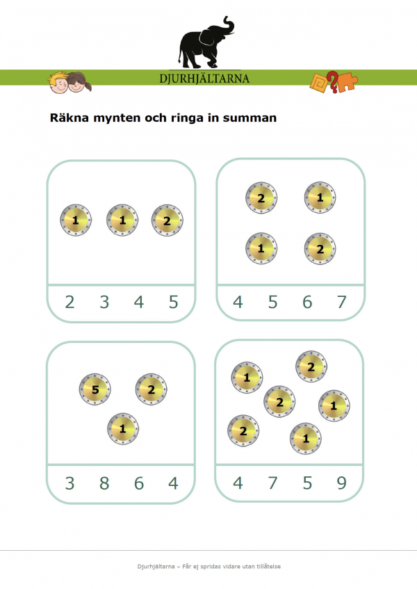 DOLD - Räkna med pengar - Djurhjältarna