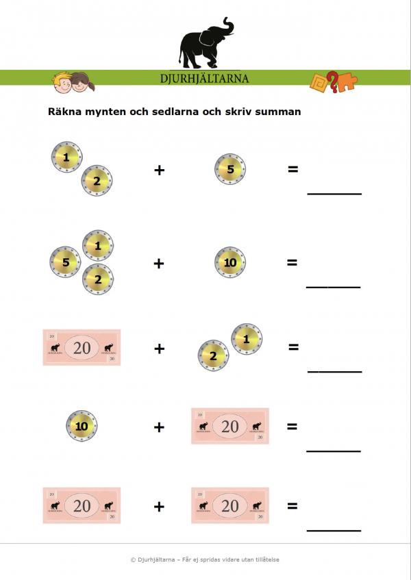 DOLD - Räkna med pengar - Djurhjältarna