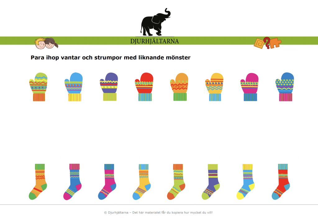 DOLD - Para ihop vantar och strumpor - Djurhjältarna
