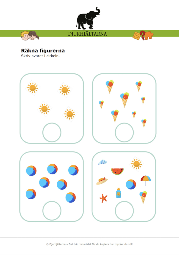 Räkna sommarfigurerna - Djurhjältarna